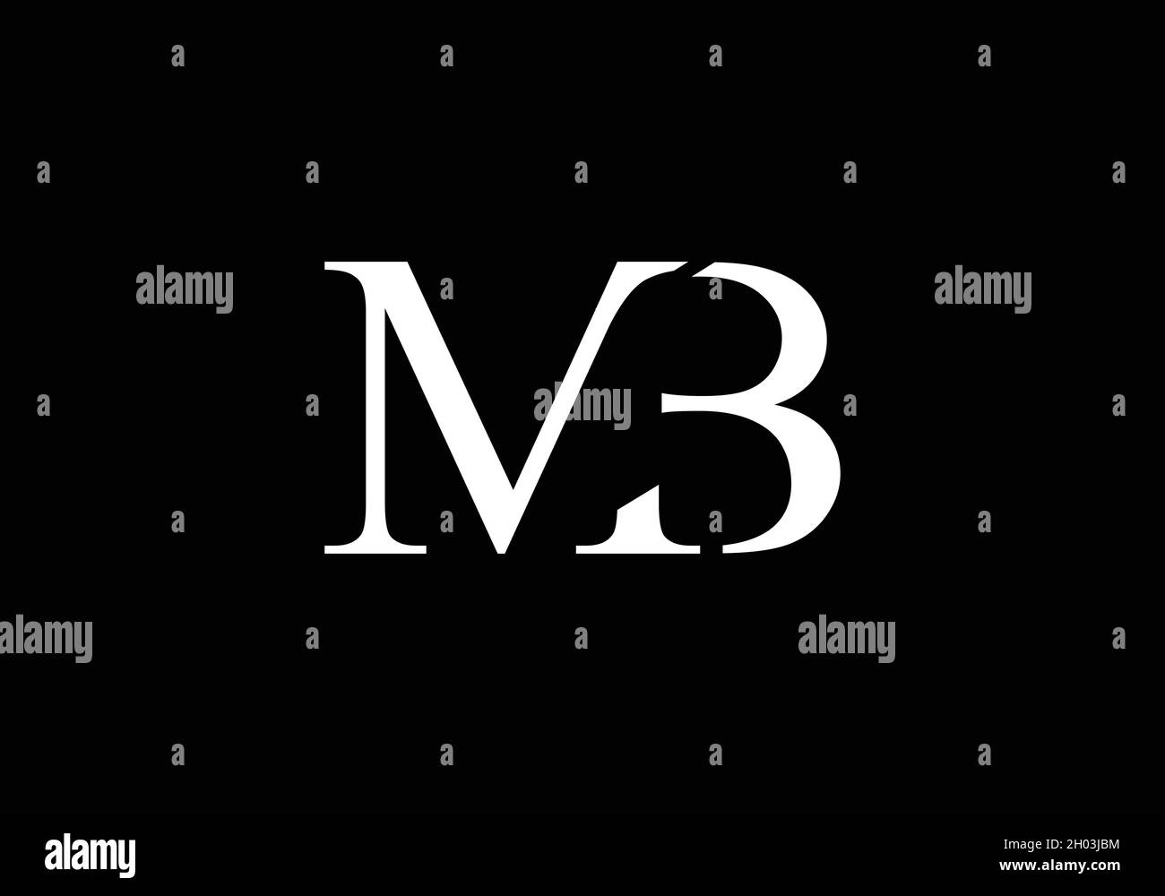 Creative letter MB negative space style initial logo concept Stock ...
