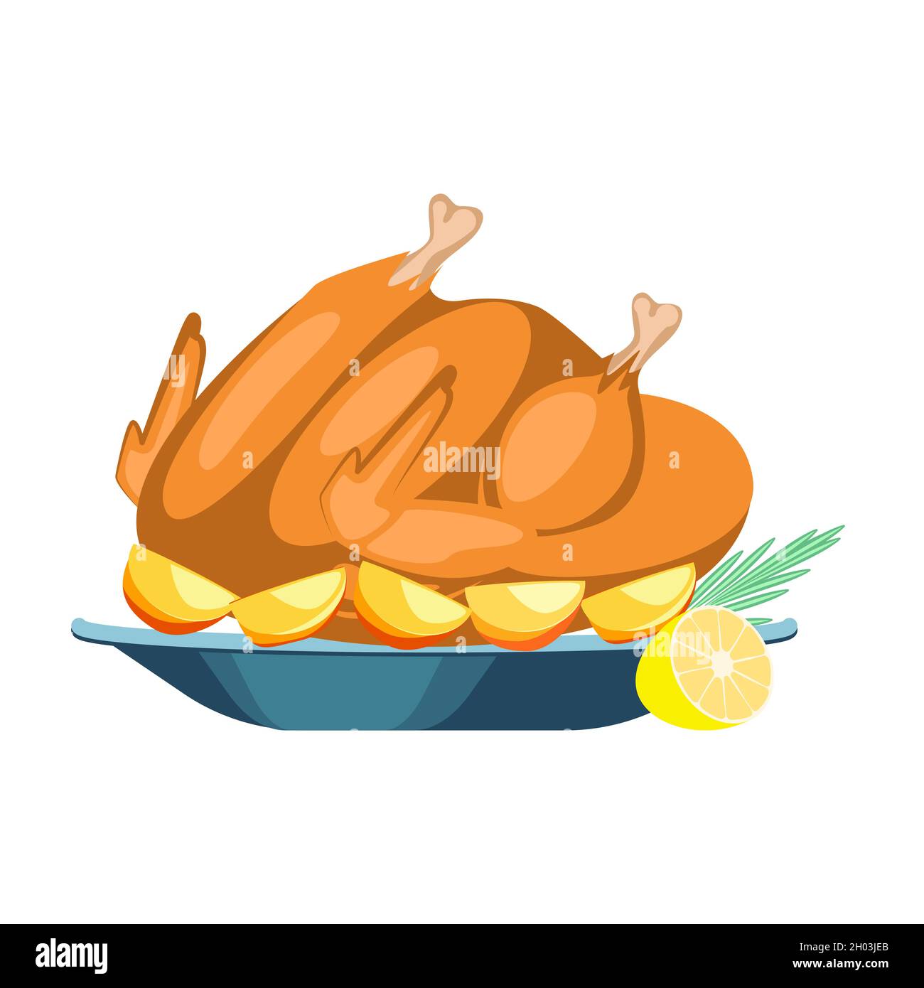 Roasted Turkey with fried potatoes dish on thanksgiving isolated on a ...
