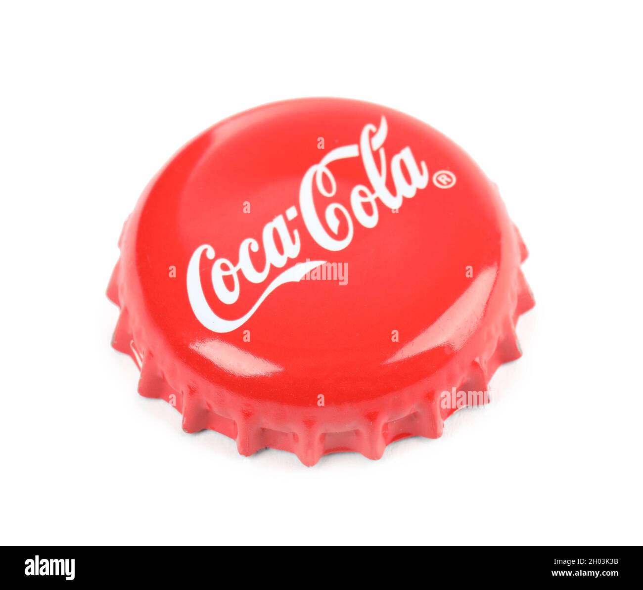 MYKOLAIV, UKRAINE - NOVEMBER 15, 2018: Coca Cola lid on white ...