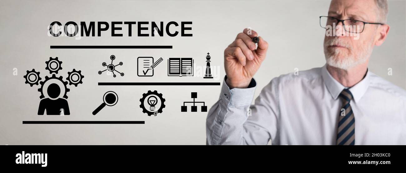 Competence concept drawn by a businessman Stock Photo - Alamy