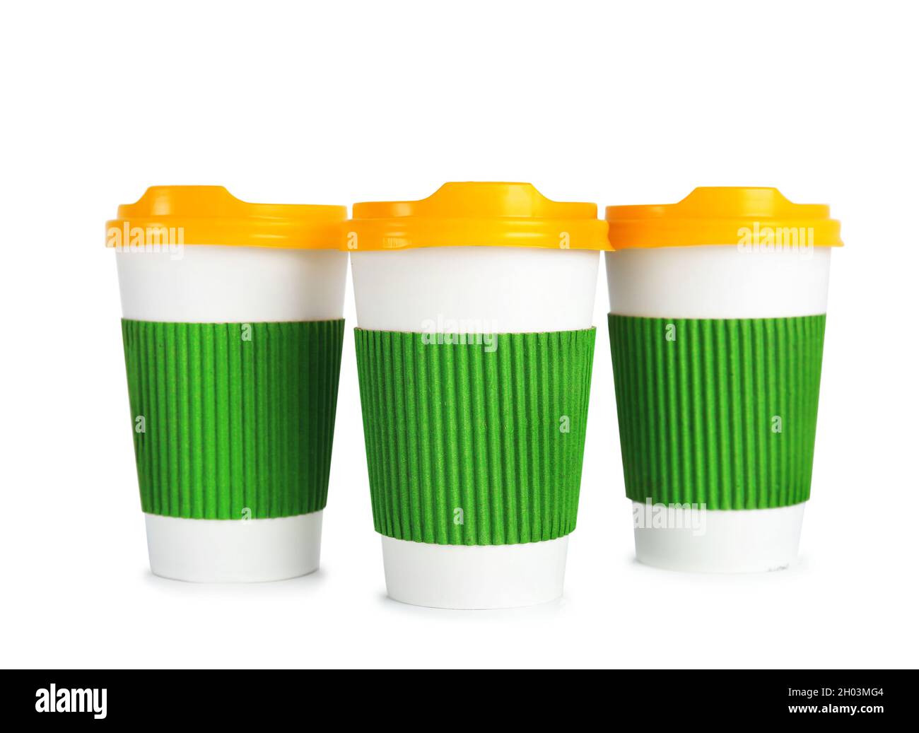Carton cups on white background. Mock up for design Stock Photo - Alamy