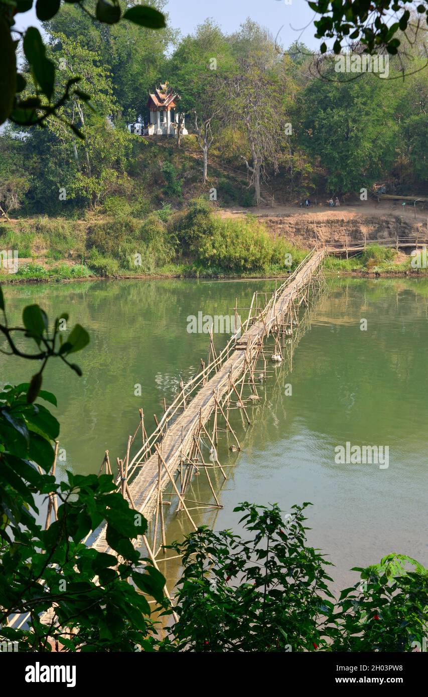 Peaceful scenery of Mekong River in Luang Phrabang, Laos Stock Photo ...