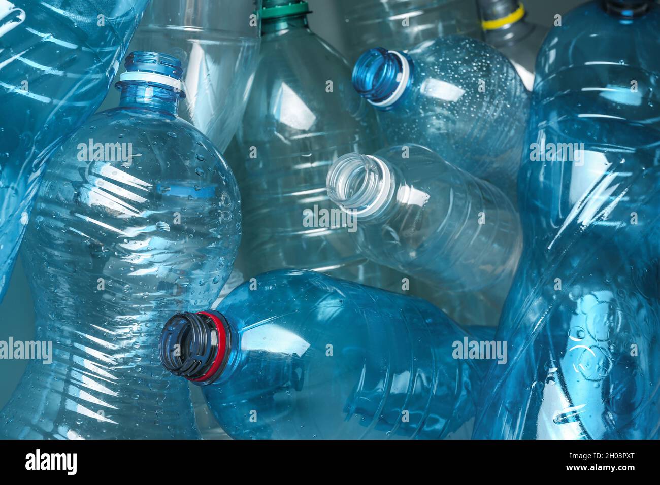 Many plastic bottles as background, closeup. Recycle concept Stock ...