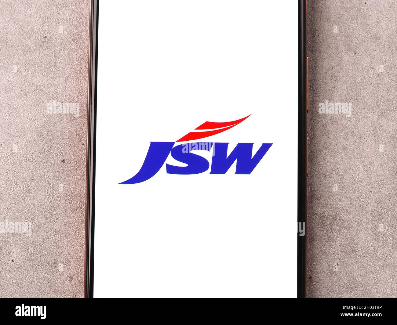West Bangal, India - October 09, 2021 : JSW Steel logo on phone screen ...