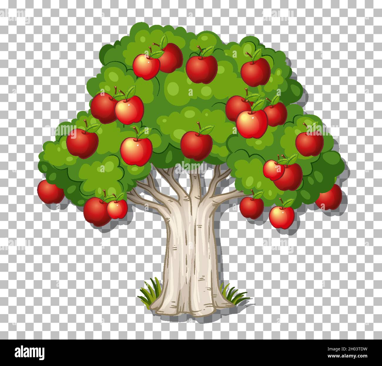 Apple tree on transparent background illustration Stock Vector Image ...
