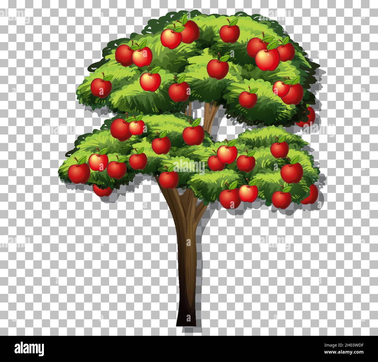 Apple tree on transparent background illustration Stock Vector Image ...