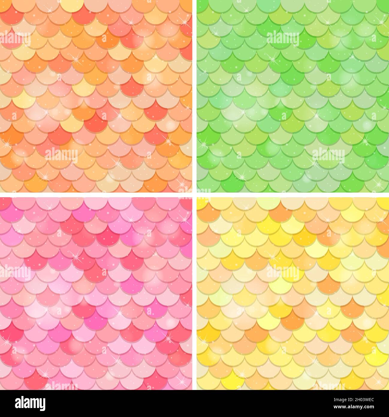 Set of fish scale seamless pattern background illustration Stock Vector ...