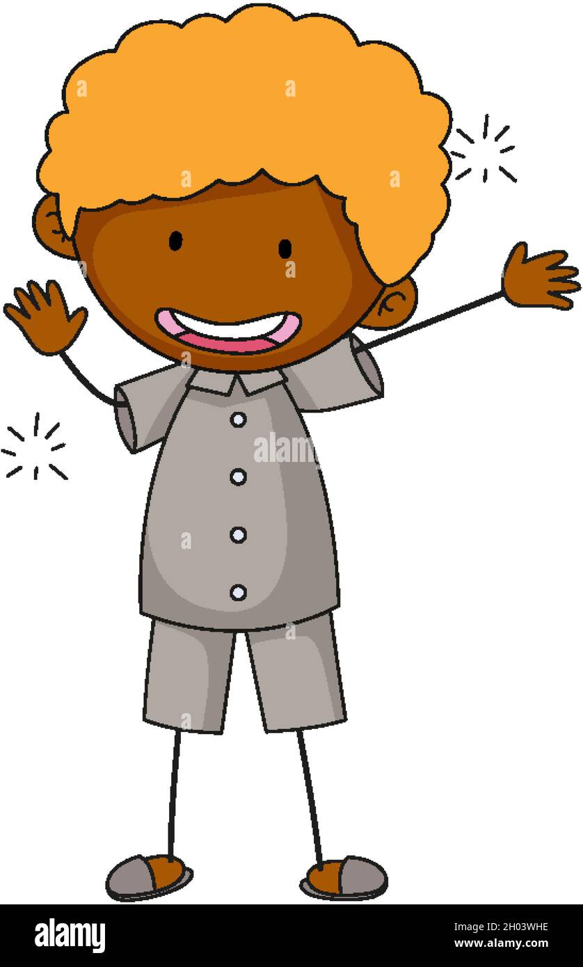 Cute boy cartoon character in doodle style isolated illustration Stock ...