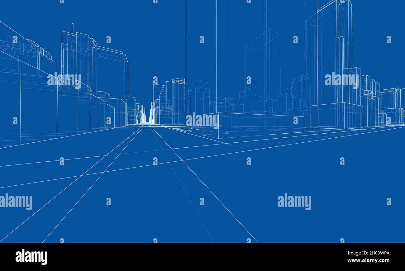 Vector 3d urban landscape. Buildings and roads Stock Vector Image & Art ...