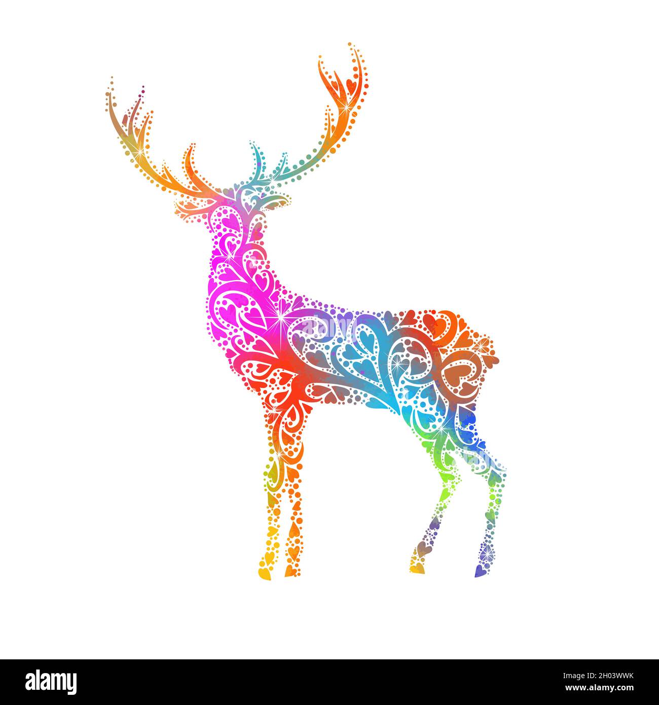 Christmas deer from multicolored patterns. Merry Christmas. Vector ...