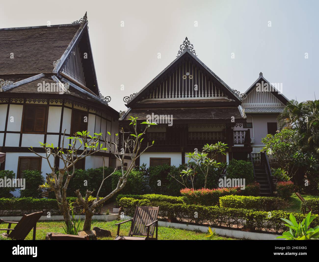 Architecture of ancient town in Luang Phrabang, Laos. The city was the ...