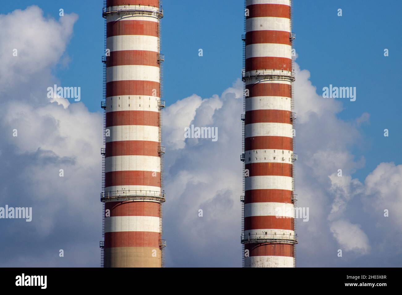 Red and white chimneys hi-res stock photography and images - Alamy