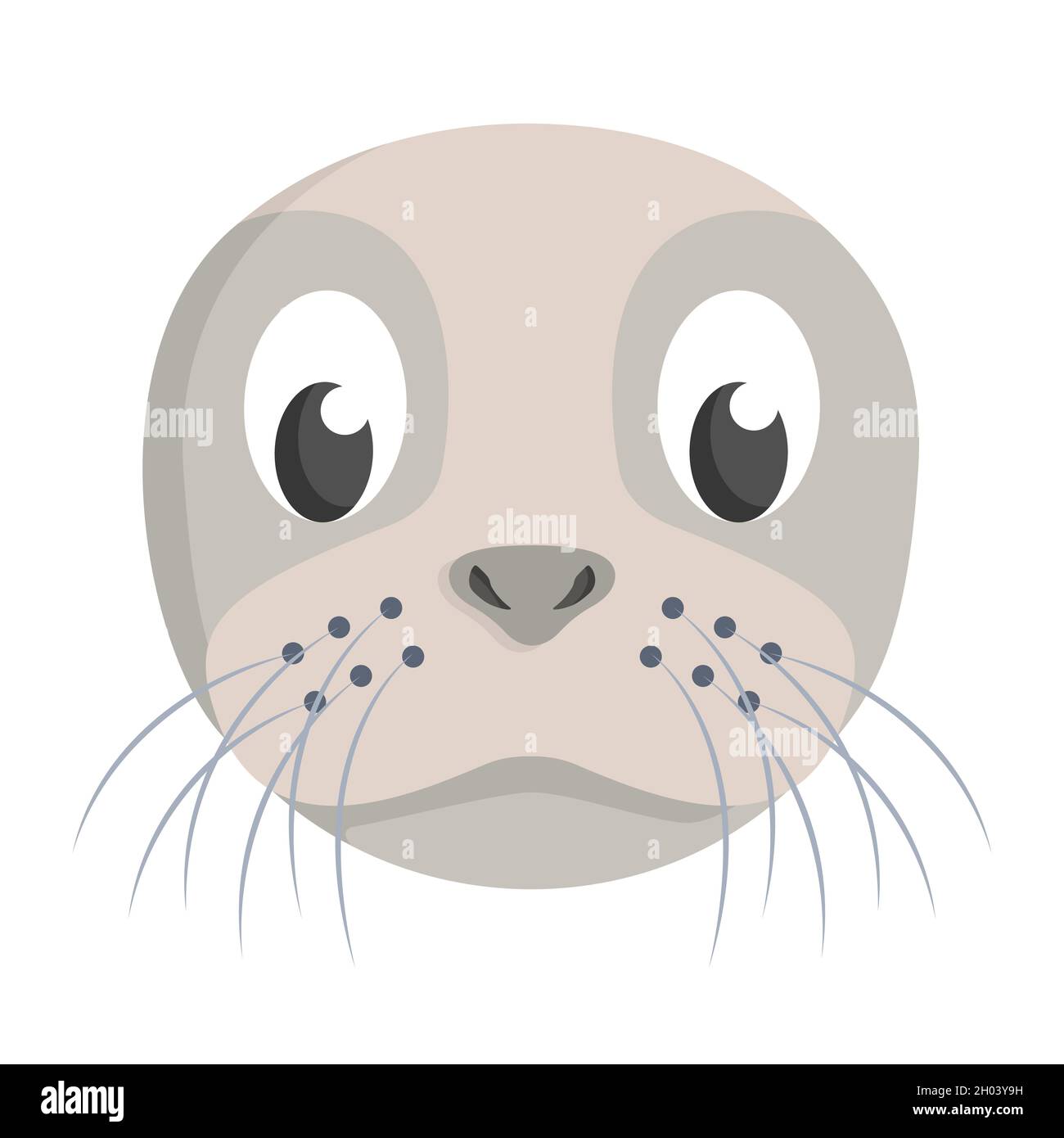 Seal face front view. Animal head in cartoon style Stock Vector Image ...
