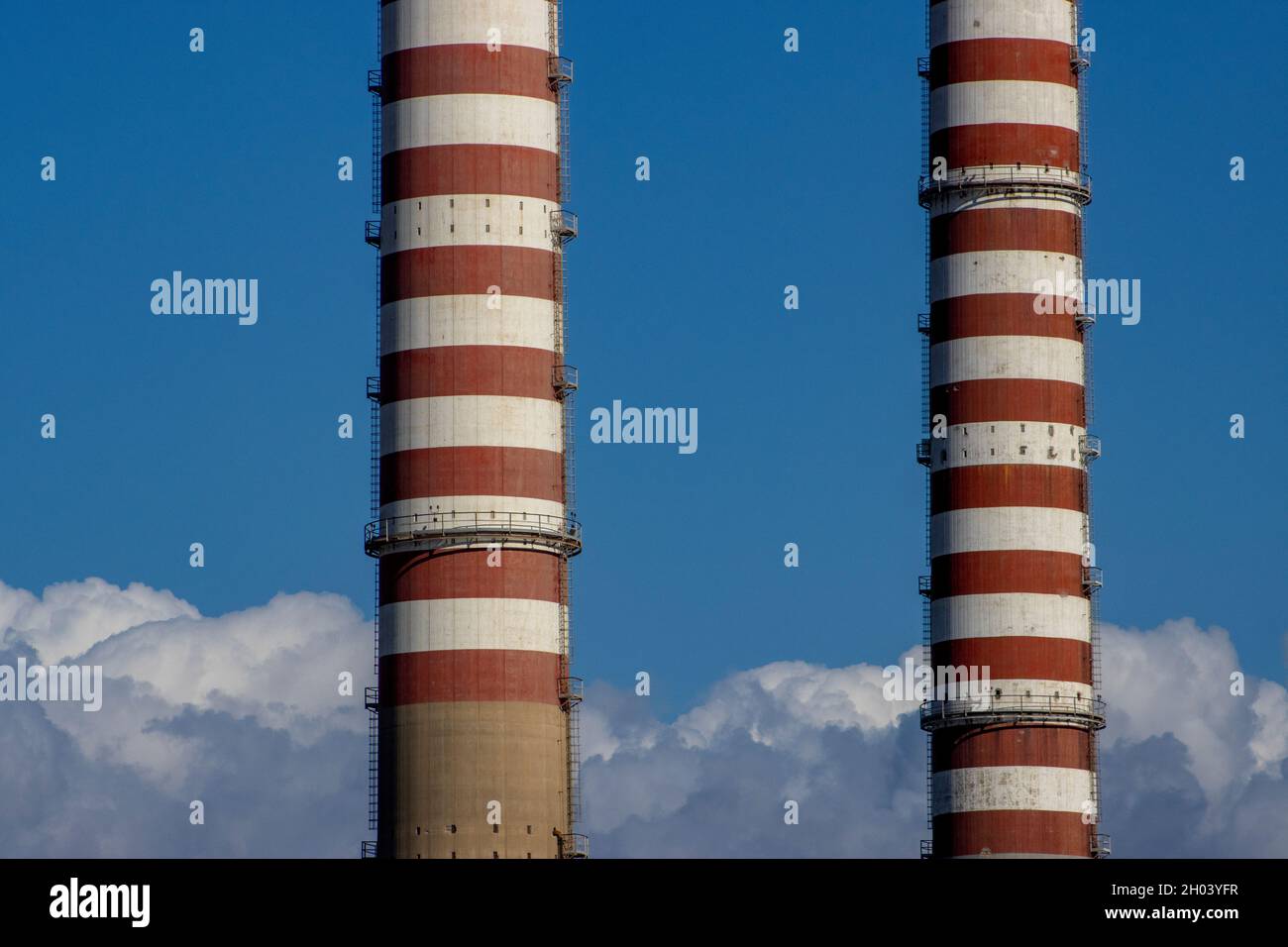 Red and white chimneys hi-res stock photography and images - Alamy