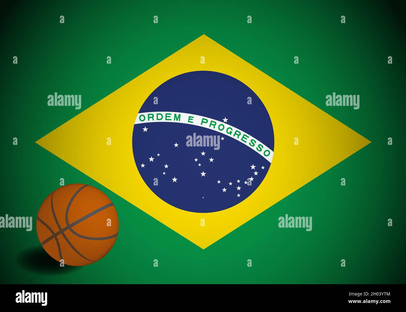 Brazil flag with realistic basketball ball, vector Stock Vector Image ...