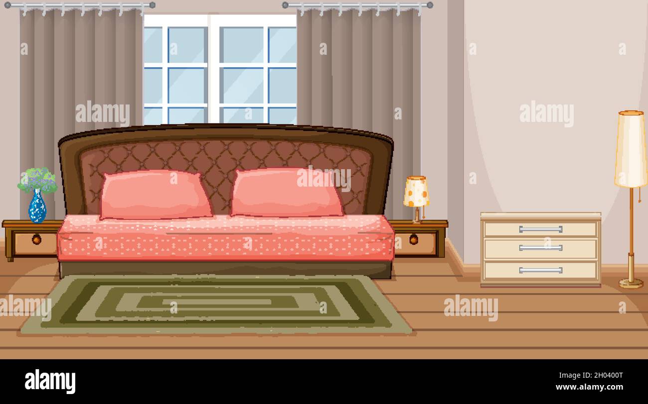 Empty bedroom scene with bedroom objects and interior decoration ...