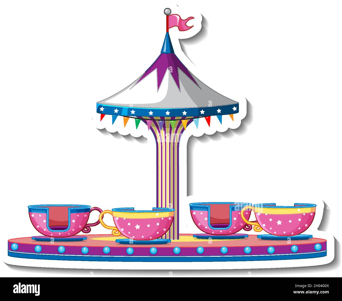 Sticker template with Carousel rides at fun fair isolated illustration ...