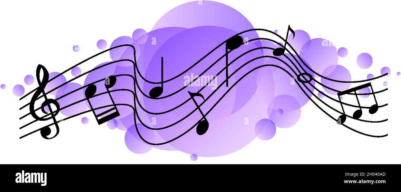 Musical melody symbols on purple splotch illustration Stock Vector ...