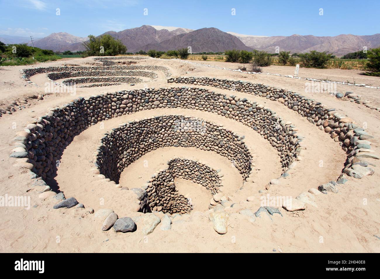 Cantalloc Aqueduct in Nazca or Nazca town, spiral or circle aqueducts ...