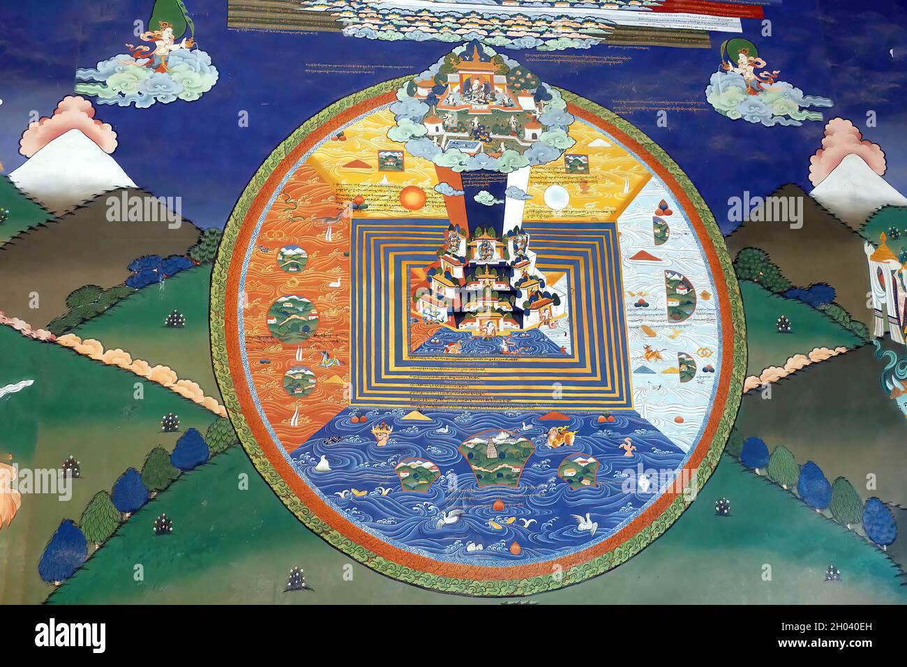 Painting of Lord Yama holding the circle of life and death in the ...