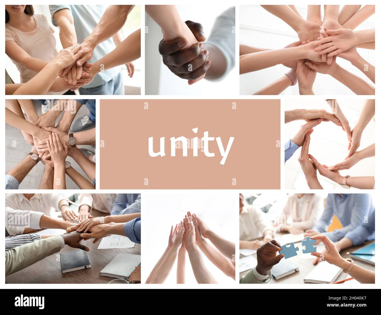 Set with people demonstrating unity and support Stock Photo - Alamy