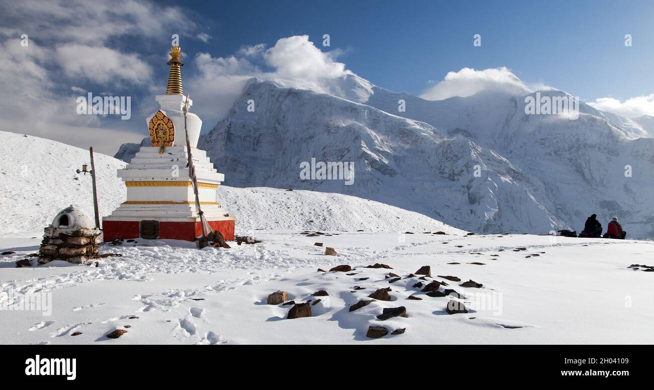 Panoramic view of Annapurna 2 II, 3 III, 4 IV, Ganggapurna and Khangsar ...