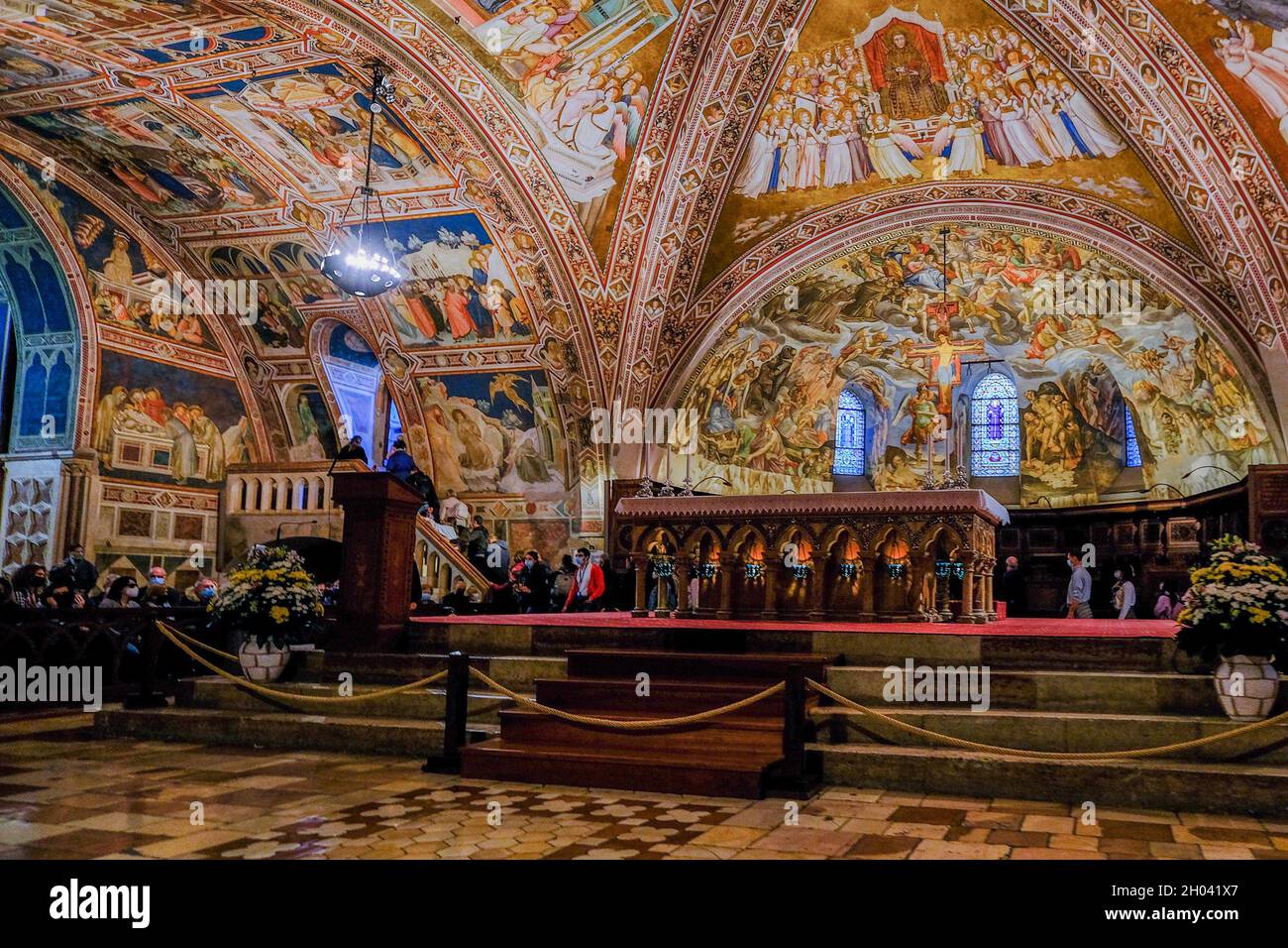 general view of the interior of the basilica of St Francis of the lower ...