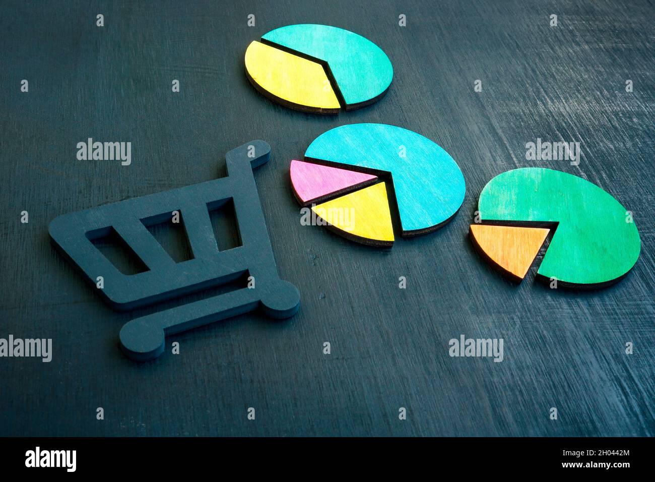 Business charts and shopping cart. Sales marketing research Stock Photo ...