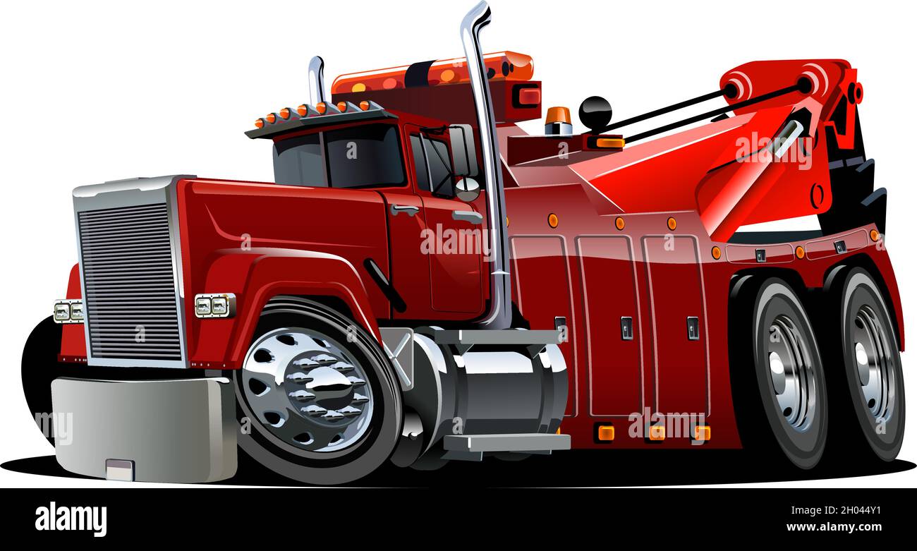 Cartoon bigr rig tow truck isolated on white background. Available EPS ...