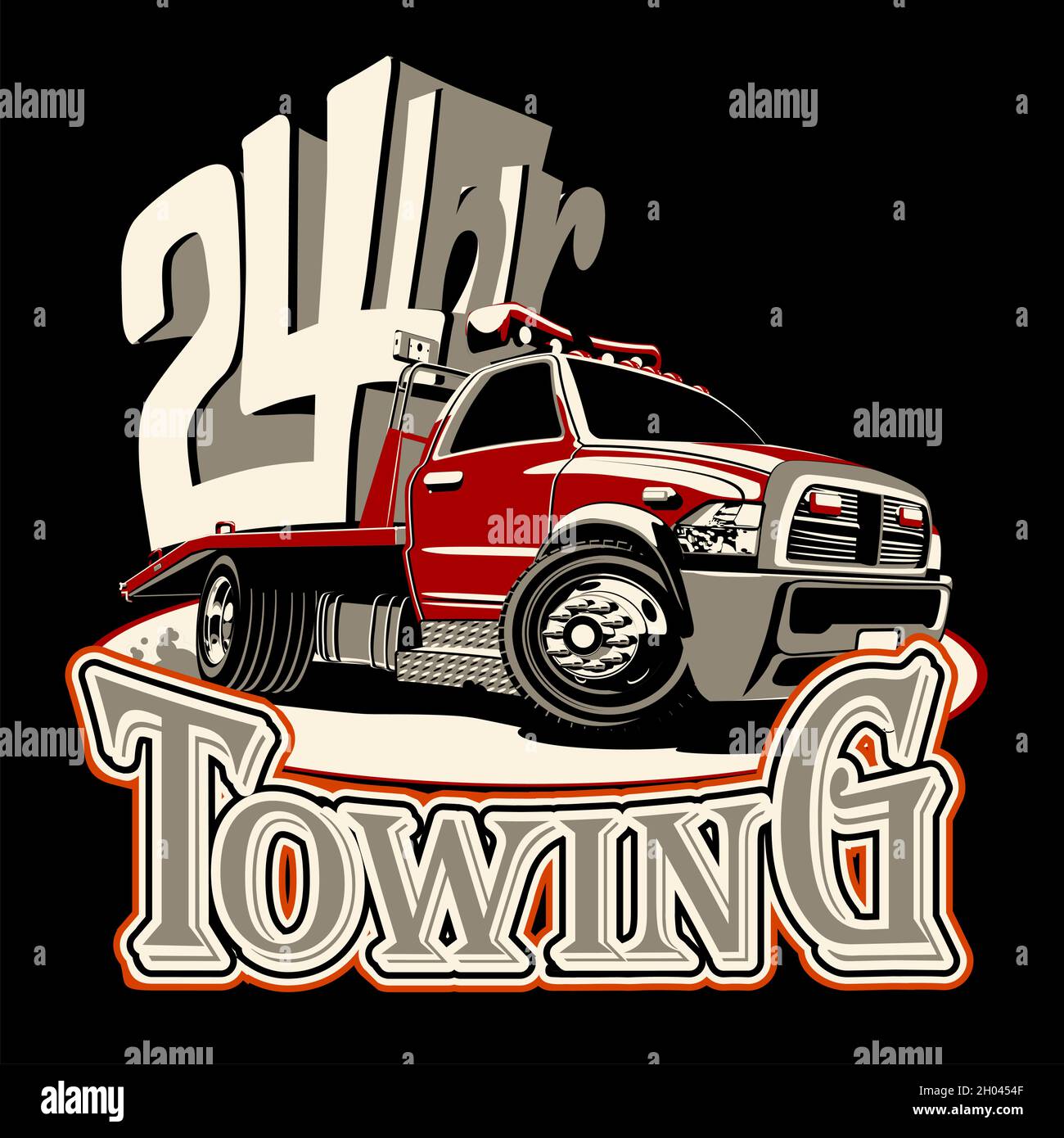 Cartoon tow truck isolated on black background. Available EPS-10 vector ...