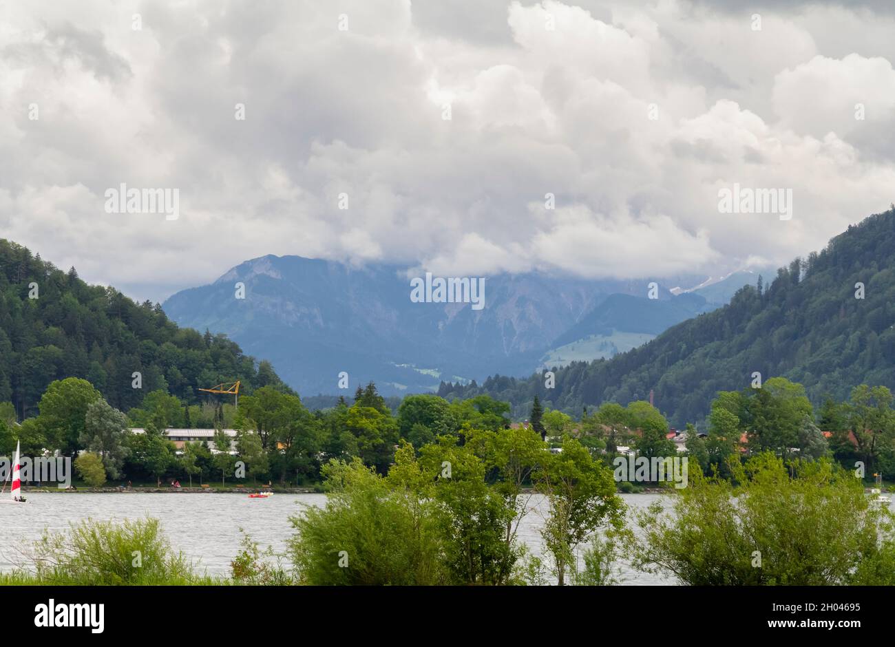 Scenery around the Grosser Alpsee, a lake near Immenstadt in Bavaria ...