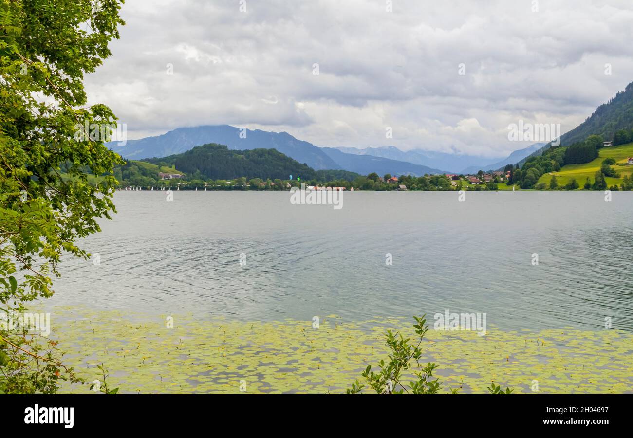 Scenery around the Grosser Alpsee, a lake near Immenstadt in Bavaria ...