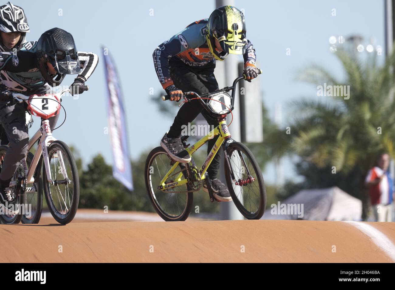 BMX Racer Competing on track during National Race Stock Photo - Alamy