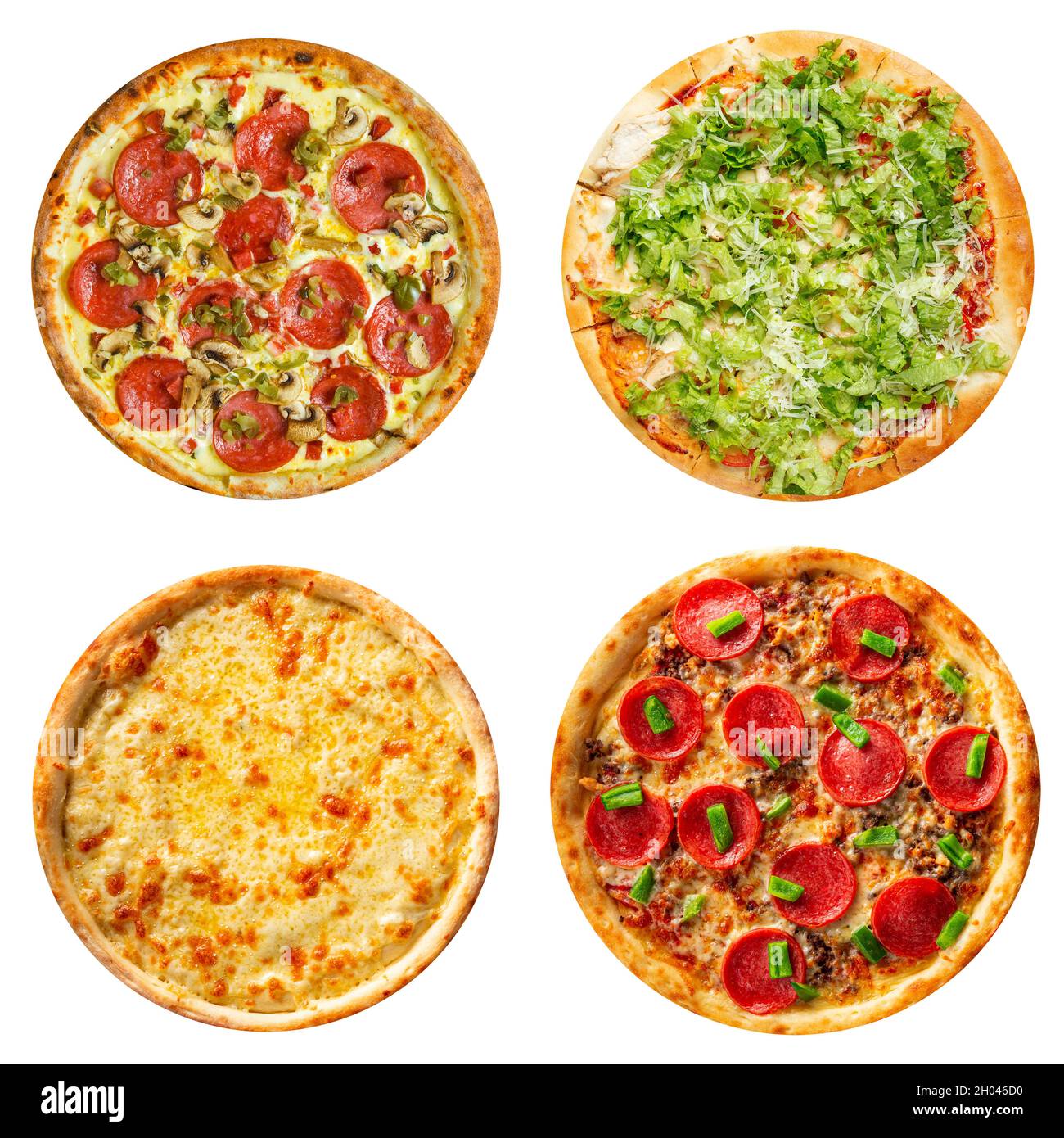 Set of different pizzas collage isolated on white Stock Photo - Alamy