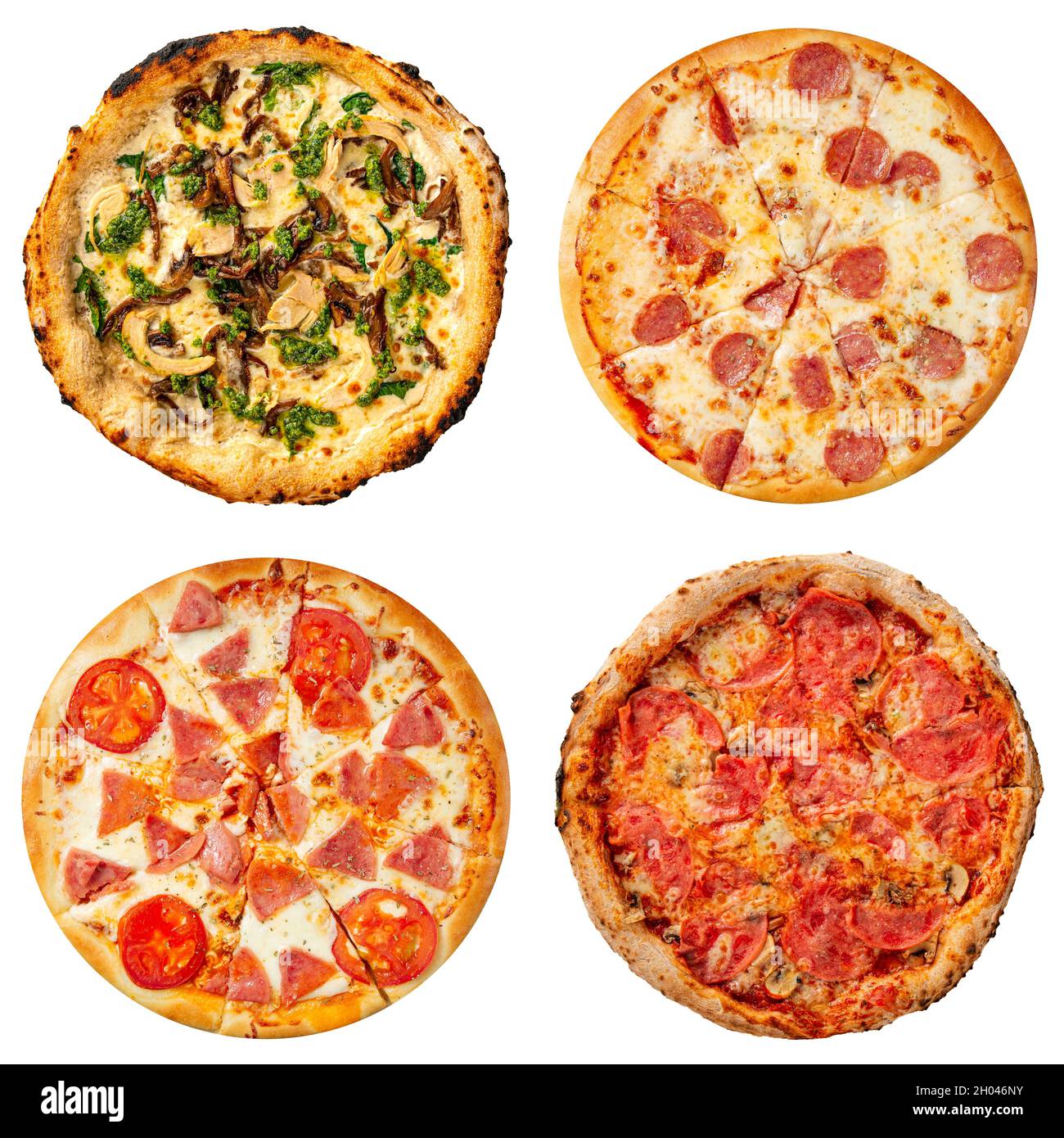 Set of different pizzas collage isolated on white Stock Photo - Alamy