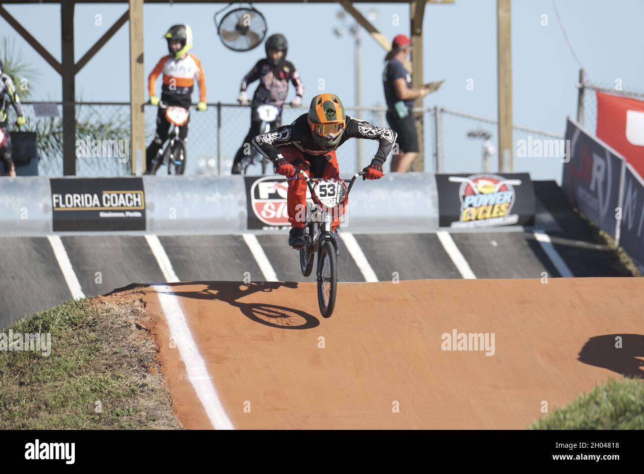 BMX Racer Competing on track during National Race Stock Photo - Alamy