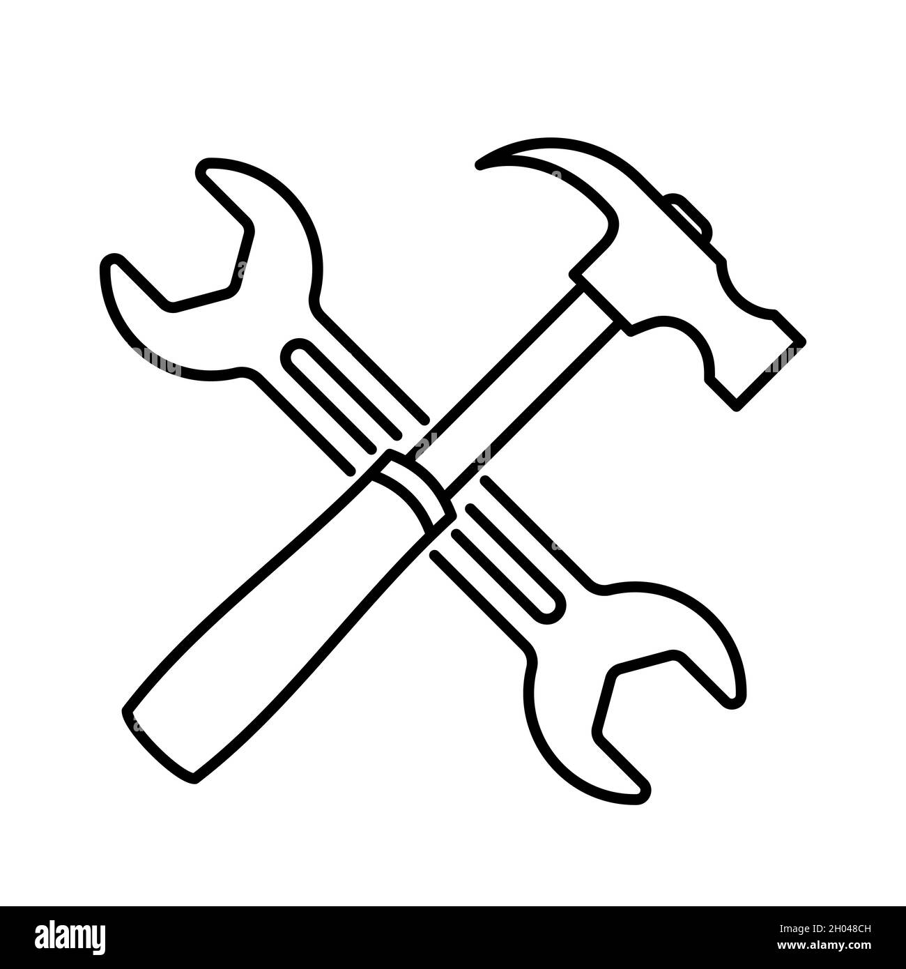 Repair tools icon. Crossed tool icon. Hammer and wrench. Vector ... Repair tools icon. Crossed tool icon. Hammer and wrench. Vector ...