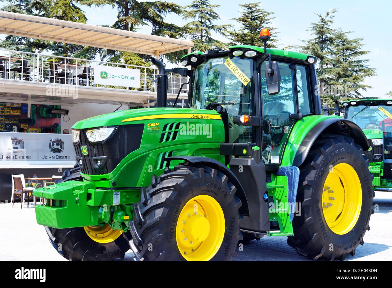 New Tractor Models at Agricultural Exhibition for Display Outdoor Stock ...