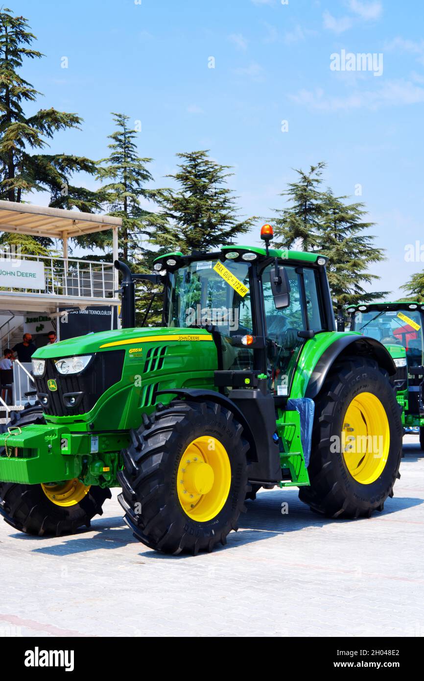 New Tractor Models at Agricultural Exhibition for Display Outdoor Stock ...