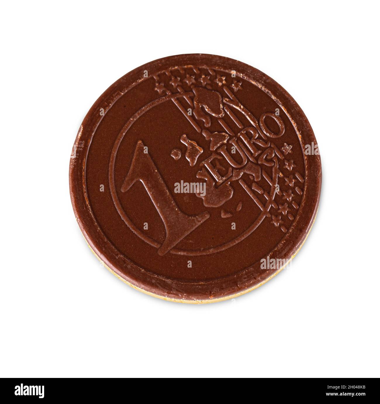 tasty chocolate euro coin isolated on white background Stock Photo - Alamy
