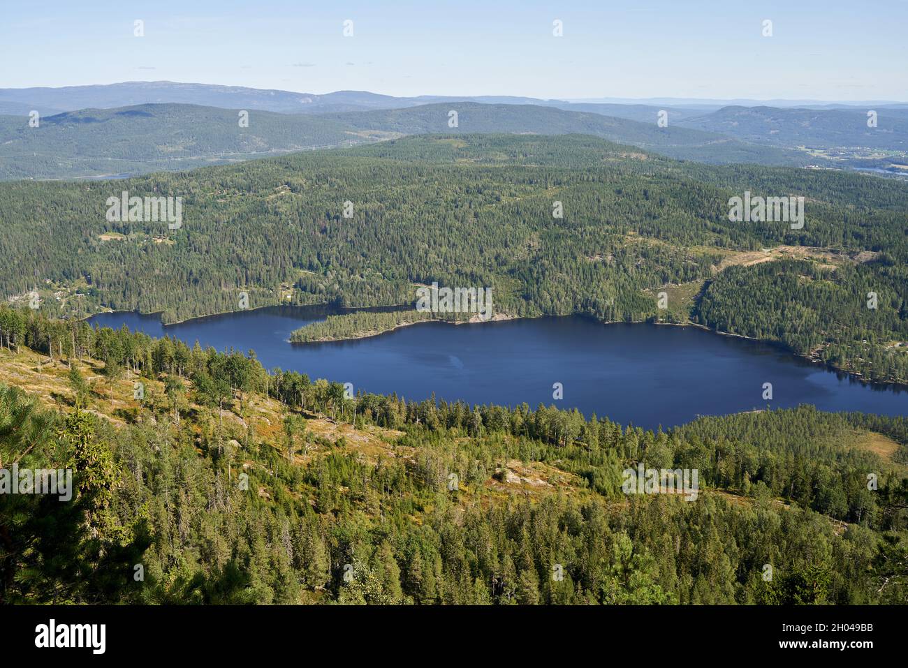 Serene aerial landscape of the ponds and forests in Sokna village in Norway Stock Photo - Alamy