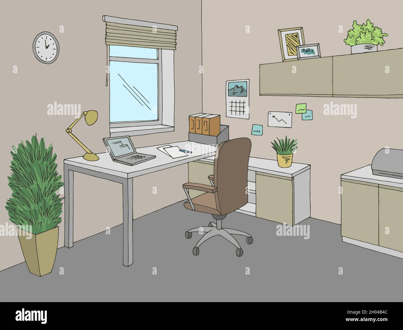 Office graphic color interior sketch illustration vector Stock Vector ...