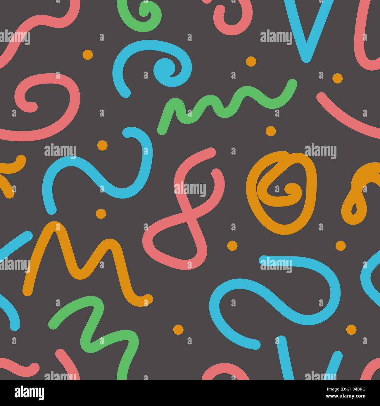 Hand drawn abstract seamless pattern in Memphis style Stock Vector ...