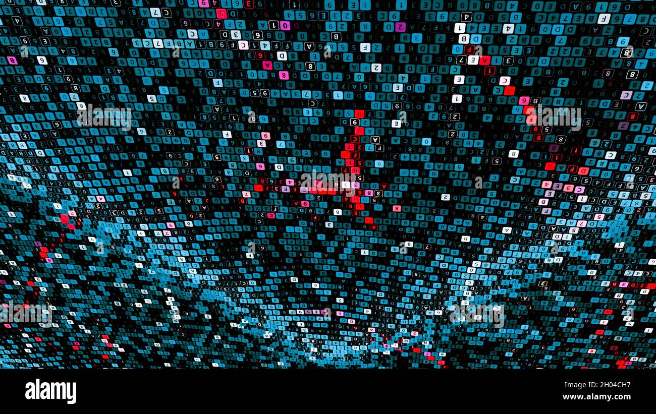 Abstract colorful transforming and waving data canvas, concept of ...