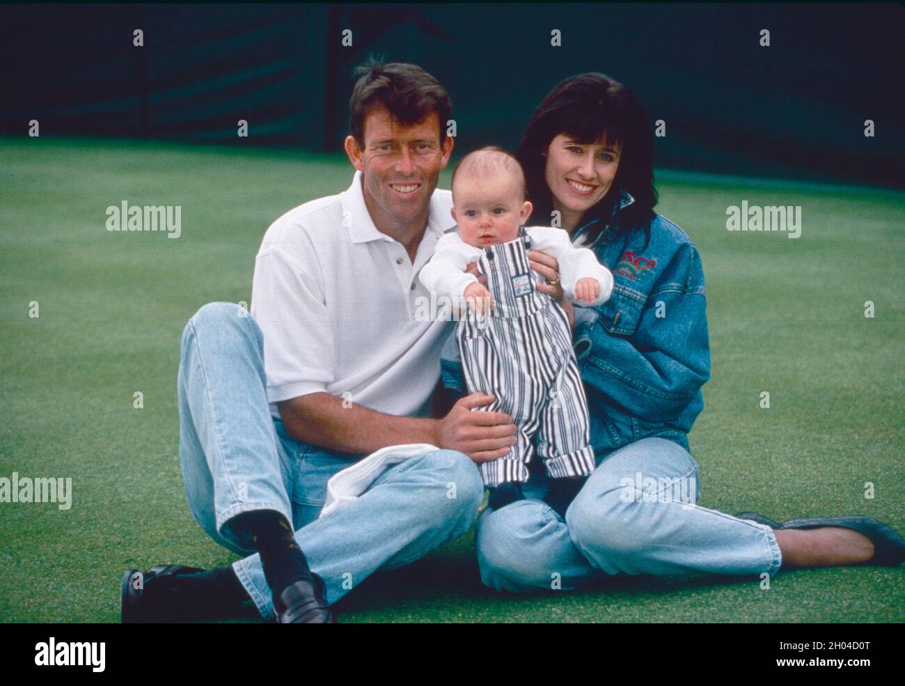 British tennis player Jeremy Bates, wife Ruth, and son Joshua, Stella ...