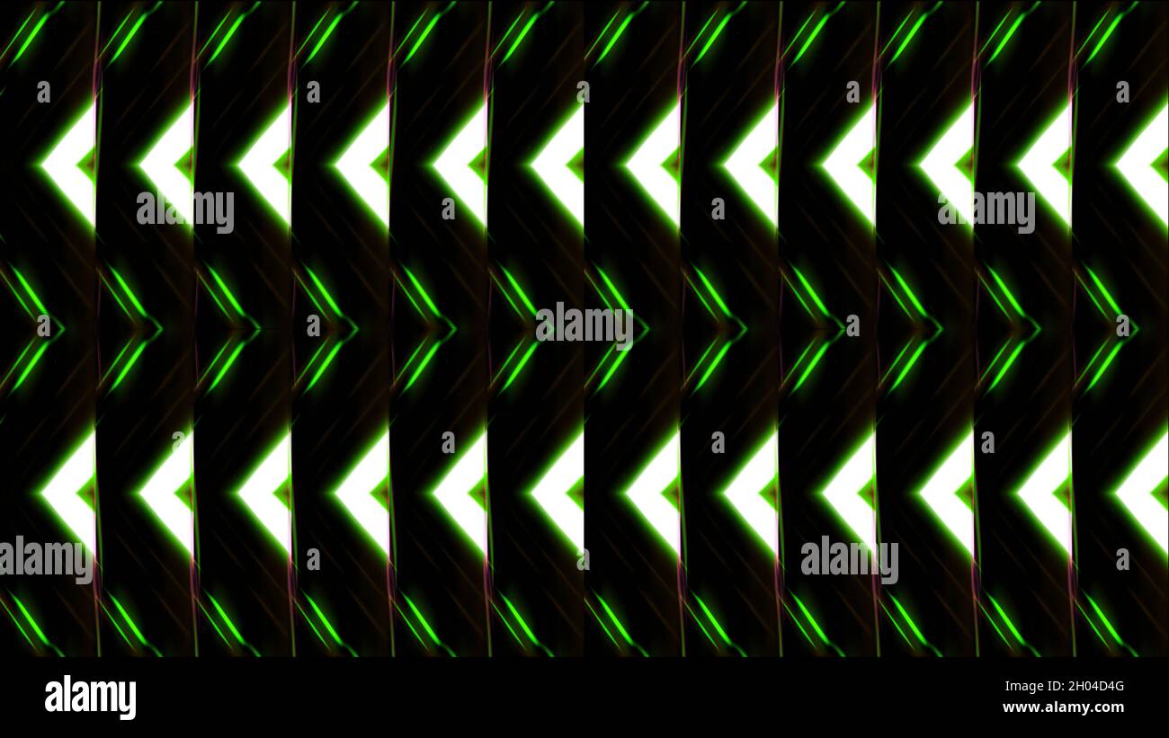 Triangular pattern with luminous lines. Motion. Kaleidoscopic pattern of triangles shimmering ...