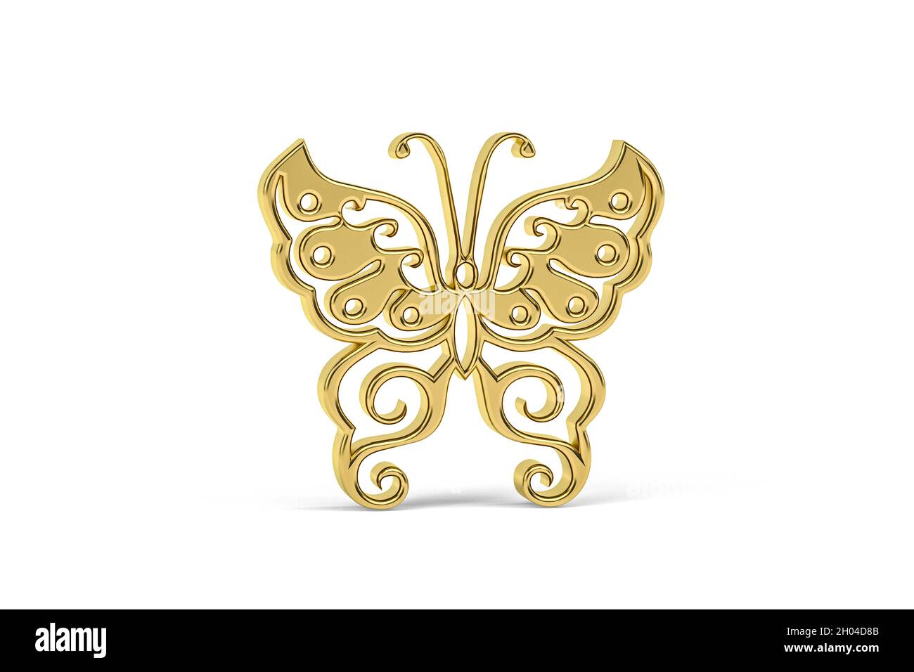 Golden 3d butterfly icon isolated on white background - 3d render Stock ...