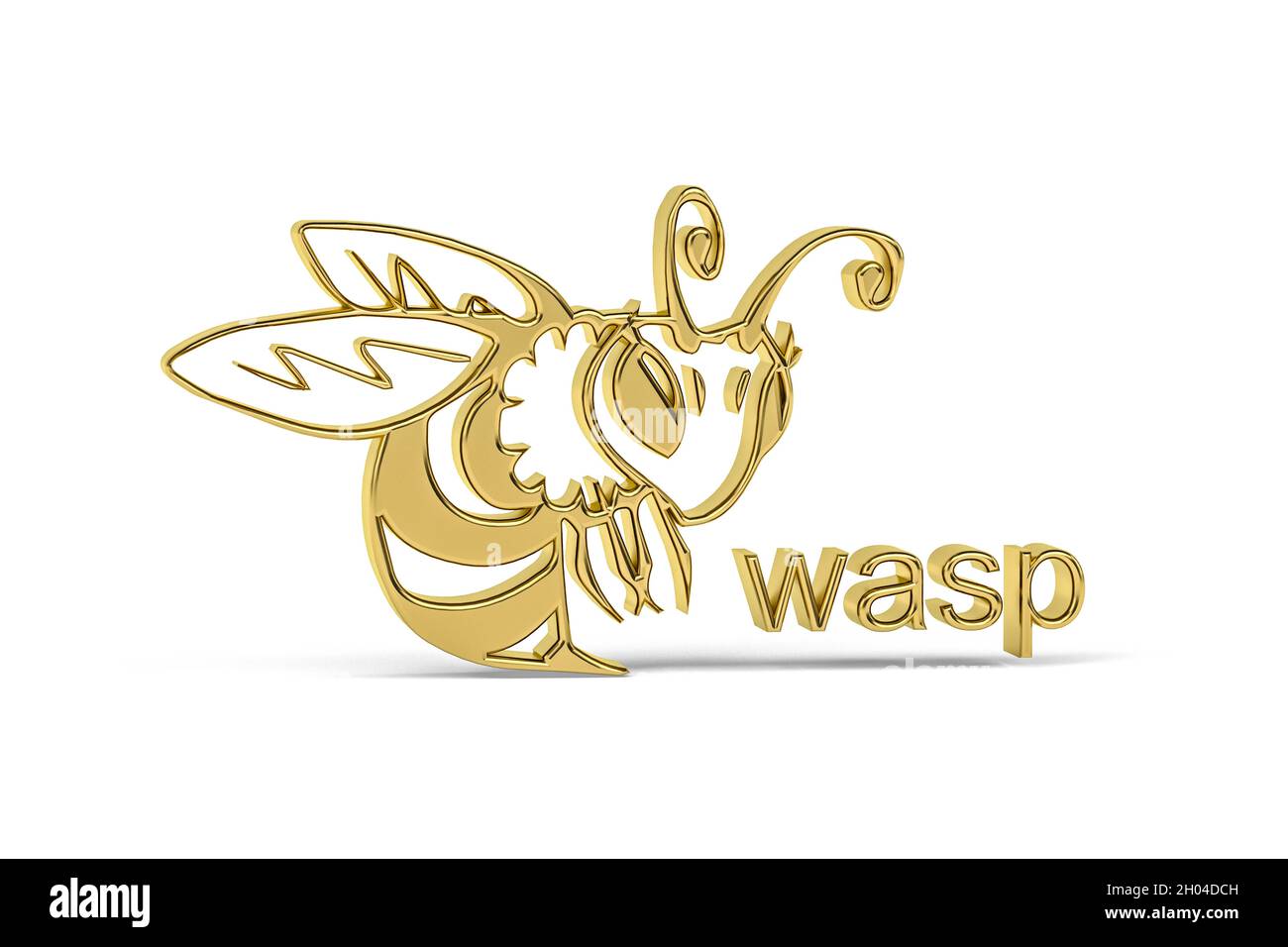 Golden 3d wasp icon isolated on white background - 3d render Stock ...
