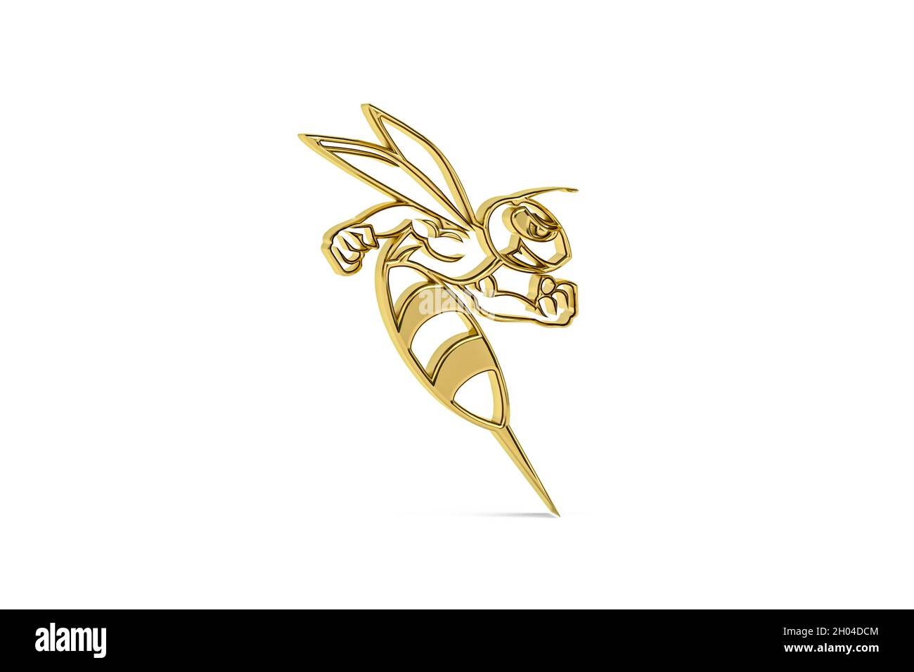 Golden 3d wasp icon isolated on white background - 3d render Stock ...