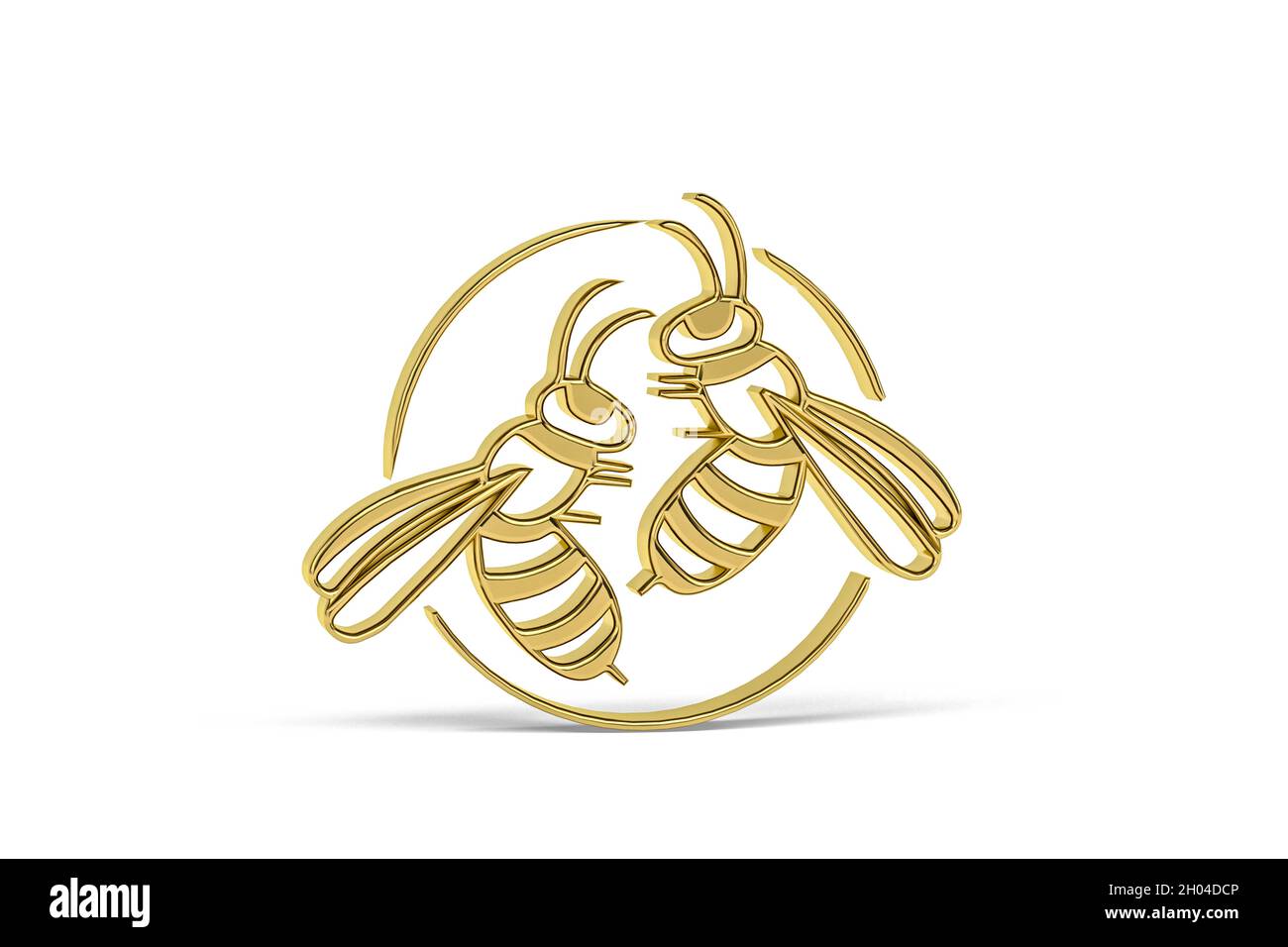 Golden 3d wasp icon isolated on white background - 3d render Stock ...